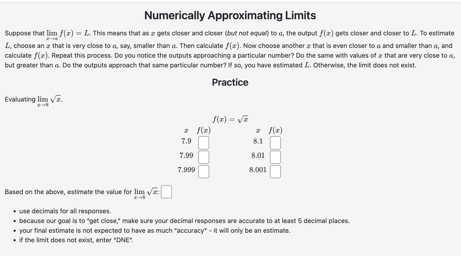 Solved Numerically Approximating Limits Suppose that | Chegg.com