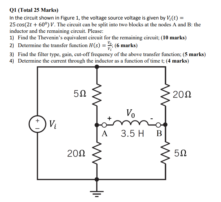 [Solved]: Q1 (Total 25 Marks) In the circuit shown in Figu