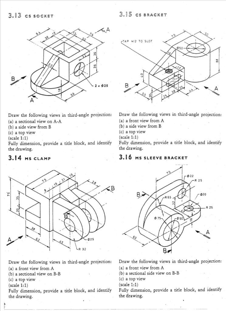 Solved 3.13 CS SOCKET 3.15 CS BRACKET BA 19 38 13 TAP M12 TO | Chegg.com