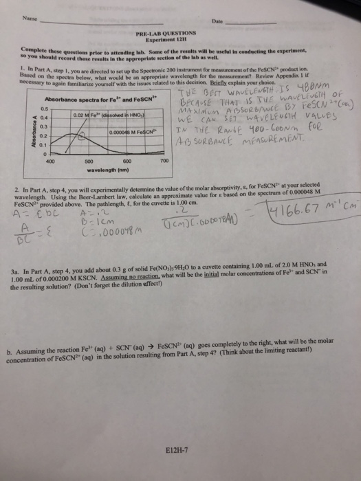 Solved Name Date PRE-LAB QUESTIONS Experiment 121 Complete | Chegg.com