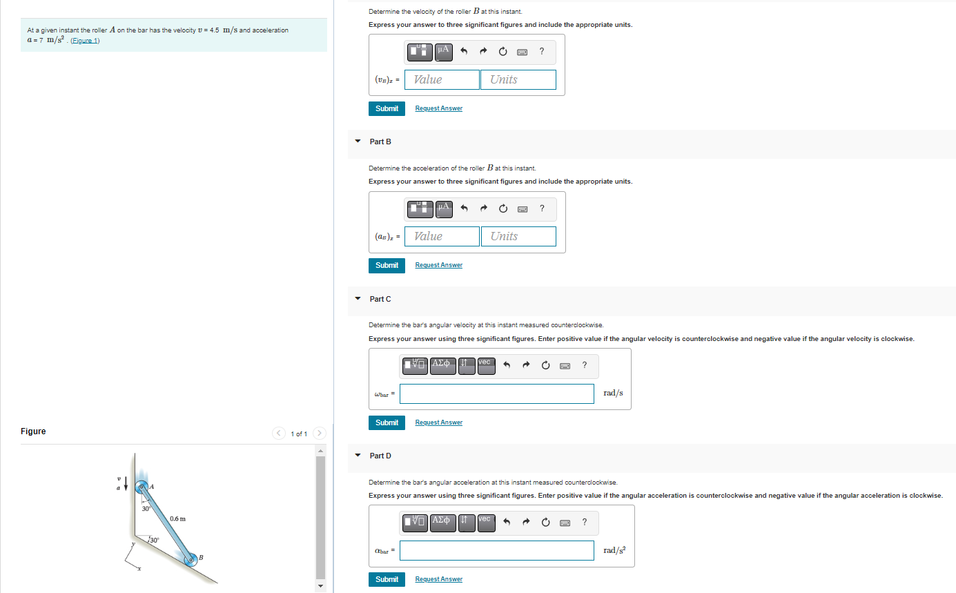 Solved Determine the velocity of the roller B at this | Chegg.com