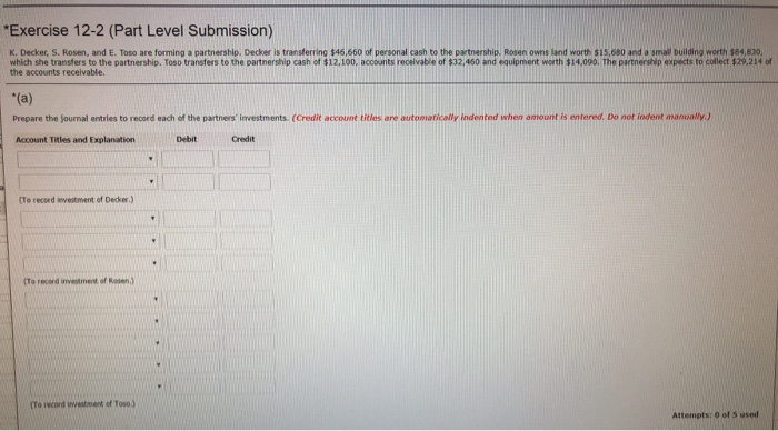 Solved "Exercise 12-2 (Part Level Submission) K. Decker, S. | Chegg.com