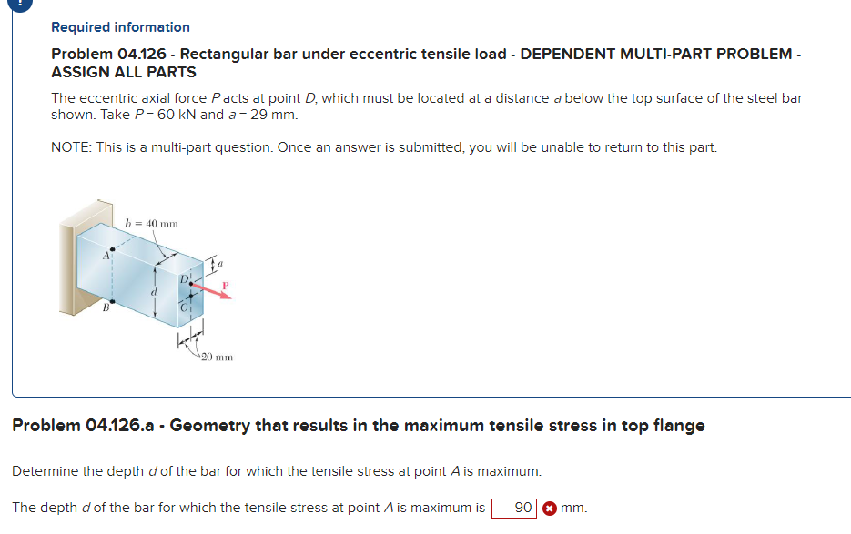 Solved Problem 04.126 - Rectangular bar under eccentric | Chegg.com