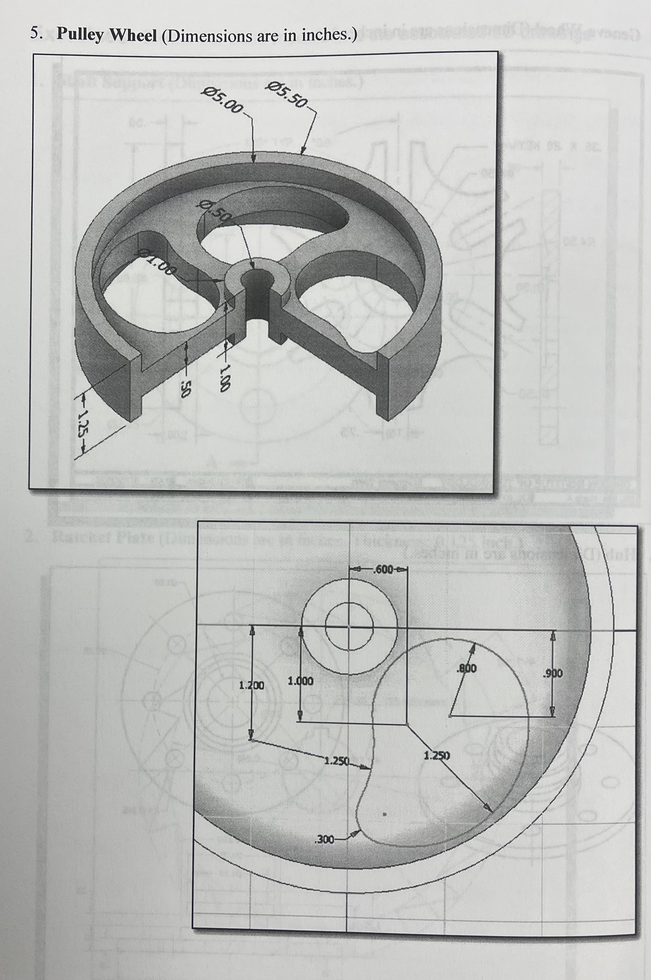 Solved 5. Pulley Wheel (Dimensions are in inches.) | Chegg.com