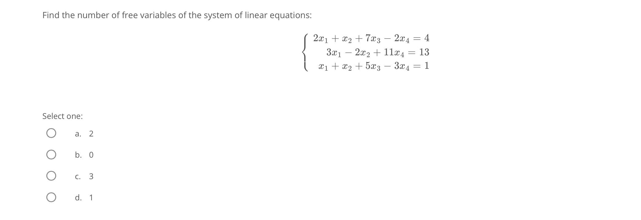 Solved Find the number of free variables of the system of | Chegg.com