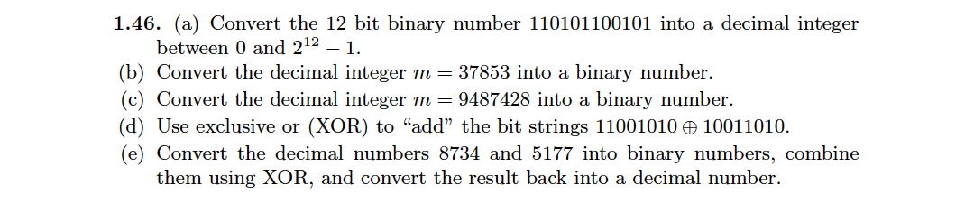 Solved 1.46. (a) Convert the 12 bit binary number | Chegg.com