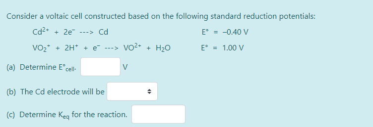 Solved Consider a voltaic cell constructed based on the | Chegg.com