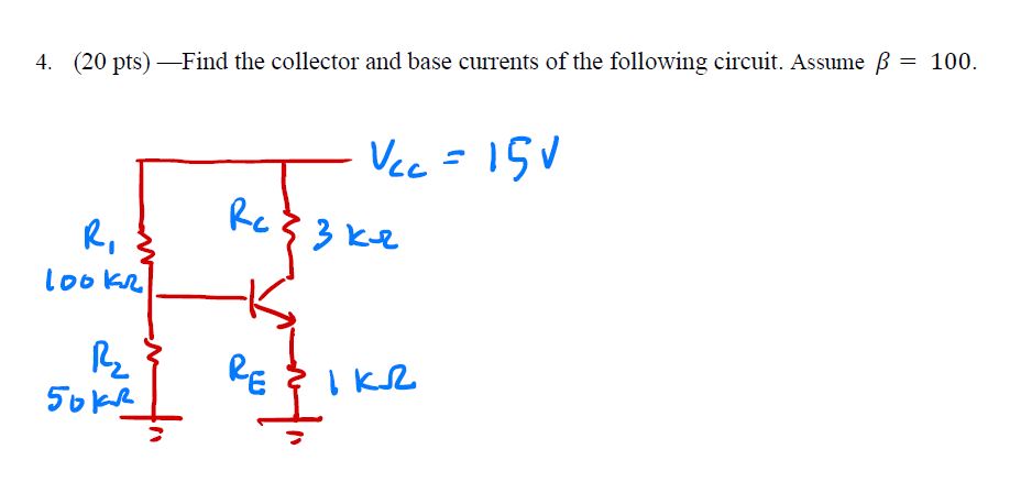 Solved 20 Pts Find The Collector And Base Currents Of