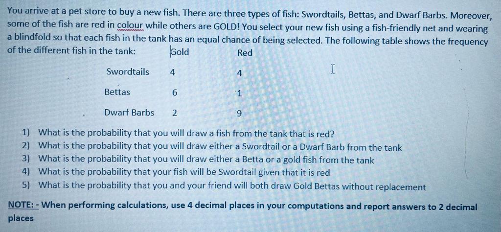 Solved You arrive at a pet store to buy a new fish. There | Chegg.com