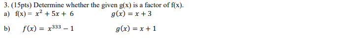 Solved 3. (15pts) Determine whether the given g(x) is a | Chegg.com | Chegg.com