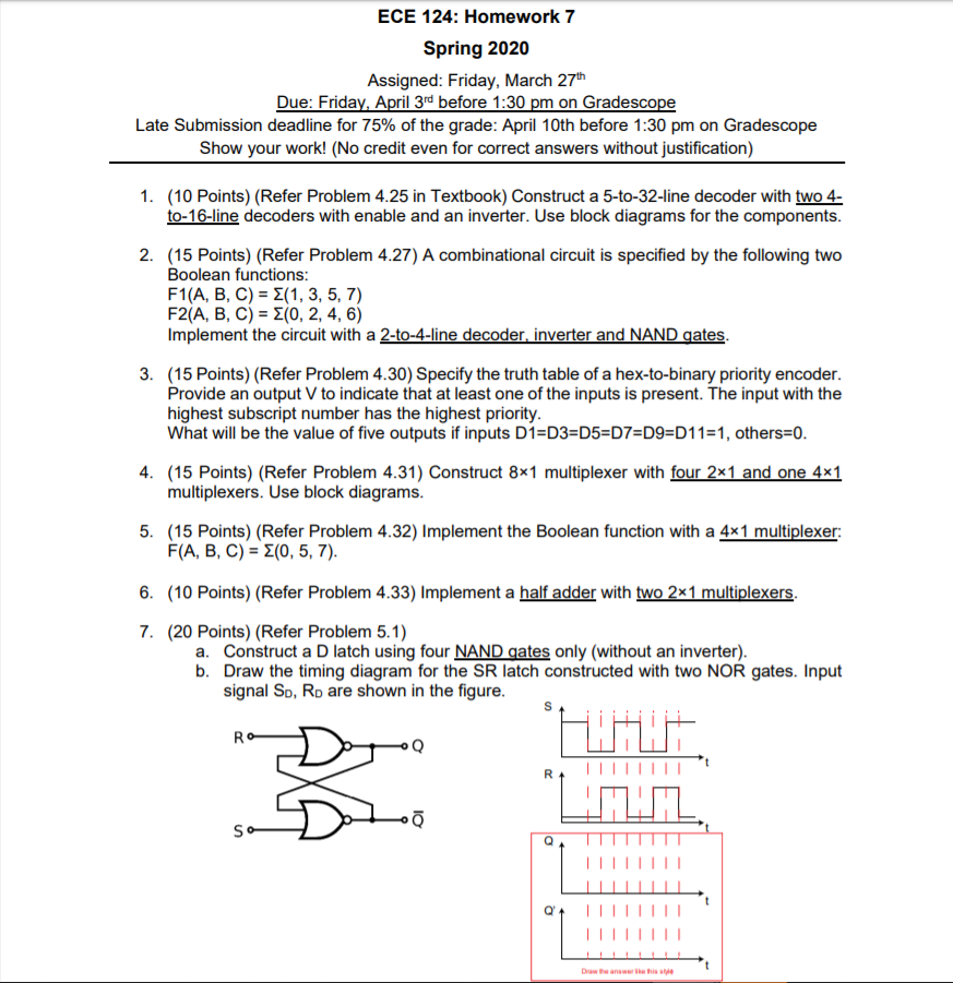 Solved ECE 124: Homework 7 Spring 2020 Assigned: Friday, | Chegg.com