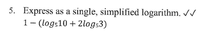 Solved Express as a single, simplified logarithm. | Chegg.com