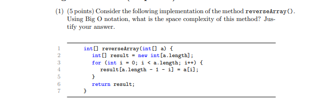 Solved (1) (5 points) Consider the following implementation | Chegg.com