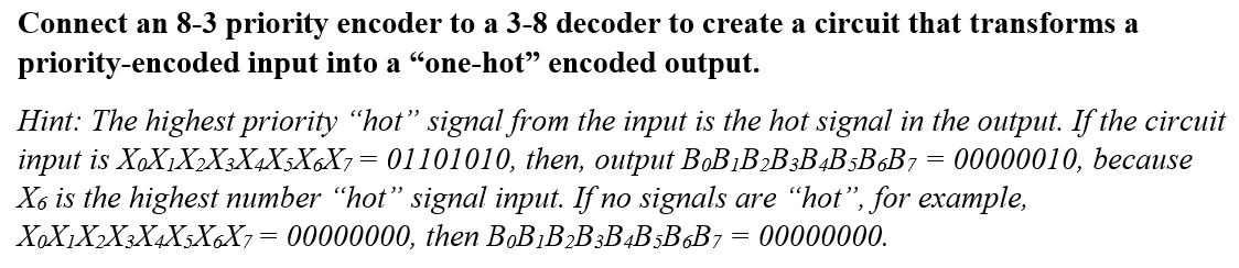 Solved Connect an 8-3 priority encoder to a 3-8 decoder | Chegg.com