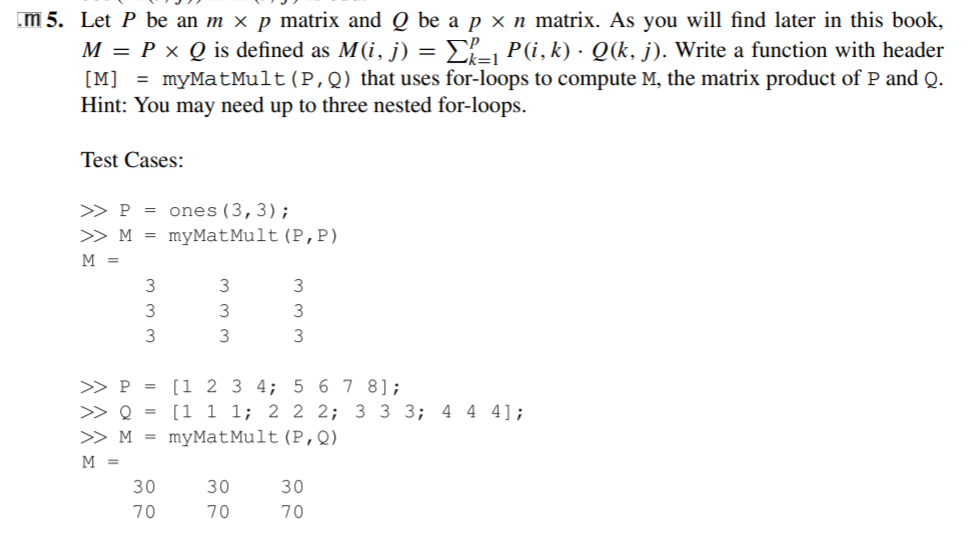 Solved .m 5. Let P be an m x p matrix and Q be a p x n | Chegg.com