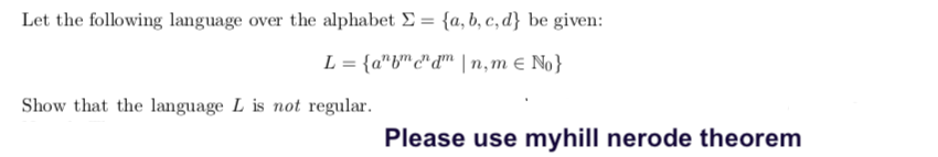 Solved Let the following language over the alphabet = | Chegg.com