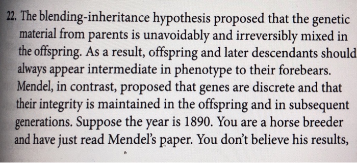 Solved 22. The blending-inheritance hypothesis proposed that | Chegg.com