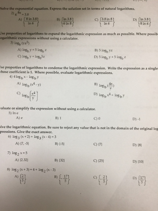 Solving Natural Log Equations Without Calculator Tessshebaylo