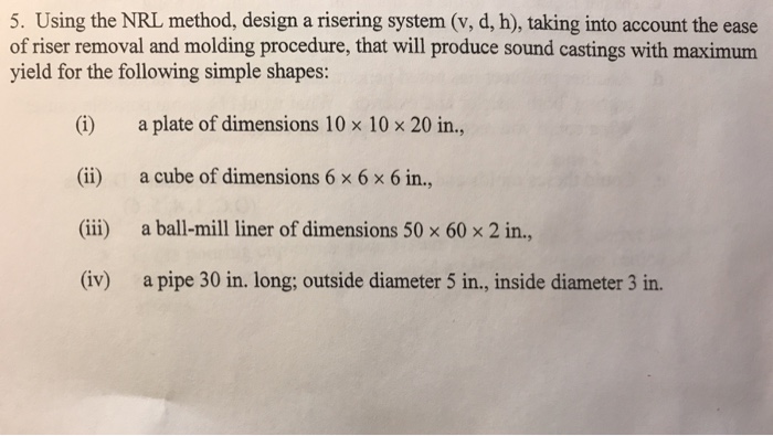 Solved Using the NRL method, design a risering system (v, d, | Chegg.com