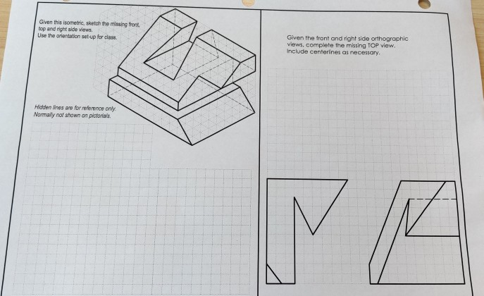Solved Given this isometric, sketch the missing front top | Chegg.com