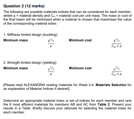 Solved Question 2 (12 marks) The following are possible | Chegg.com