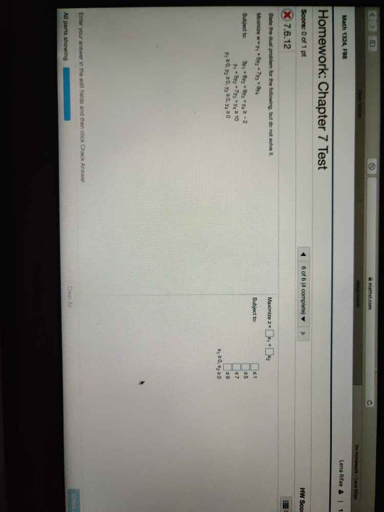 Solved mathxl.com Math 1324, FBS Homework: Chapter 7 Test 4 | Chegg.com