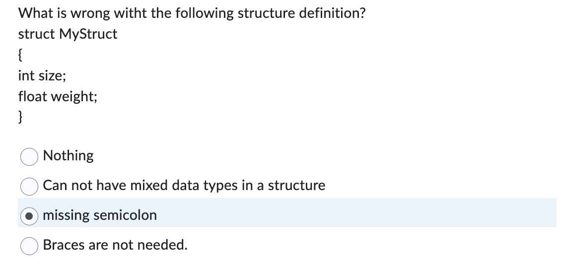 Solved What is wrong witht the following structure | Chegg.com