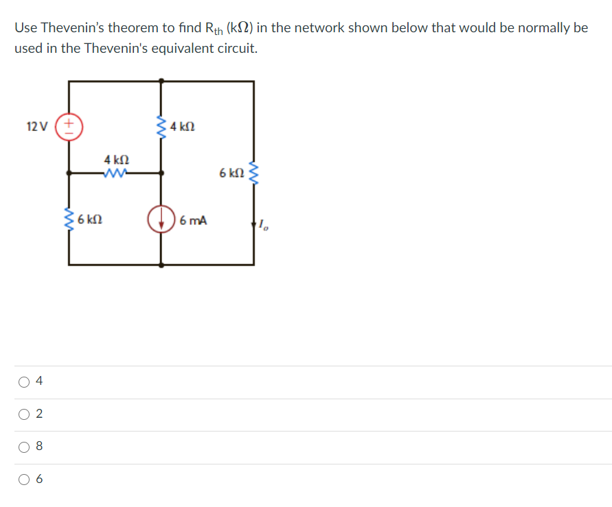 Solved Use Thevenin's theorem to find Rth (kN2) in the | Chegg.com