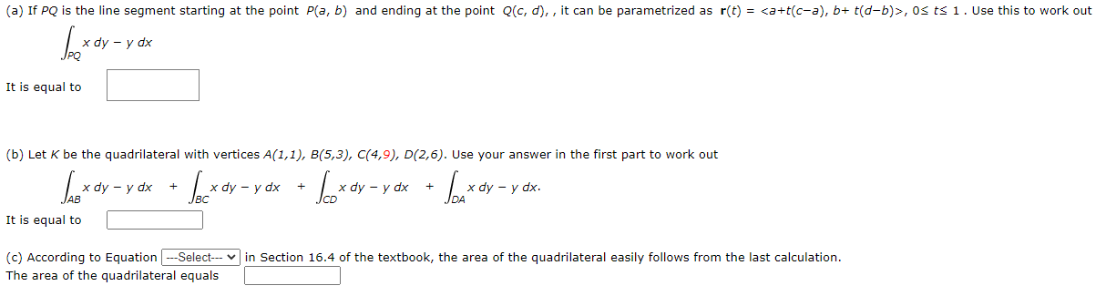 Solved (a) If PQ is the line segment starting at the point | Chegg.com