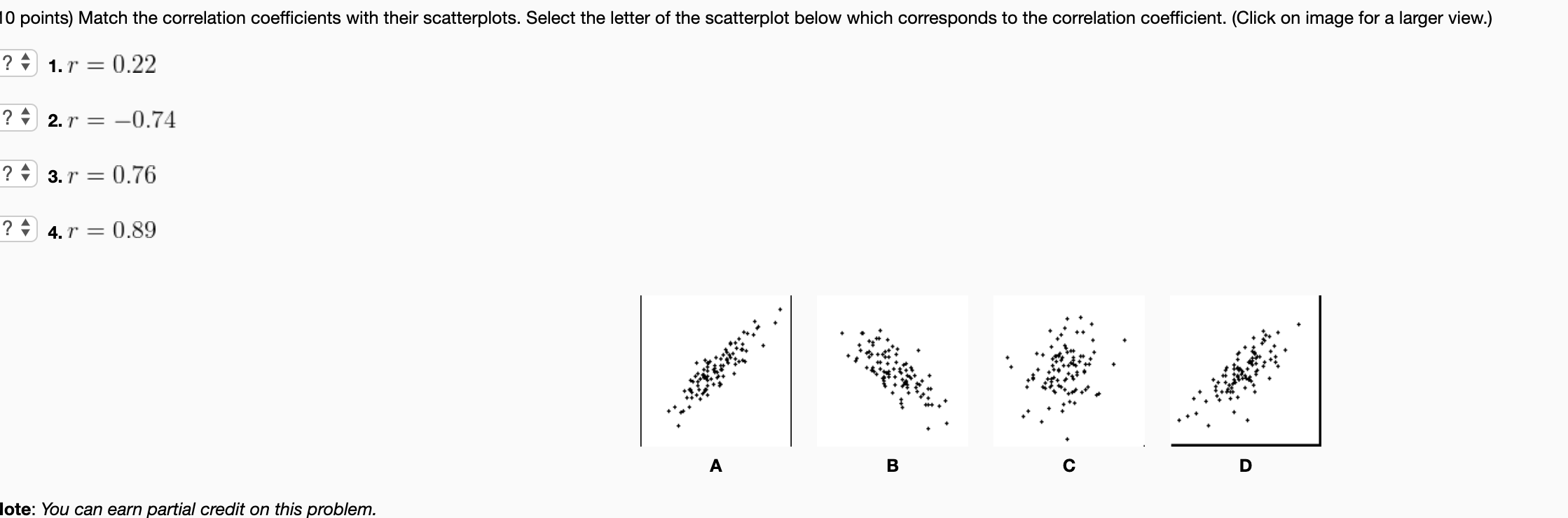Solved 10 points) Match the correlation coefficients with | Chegg.com