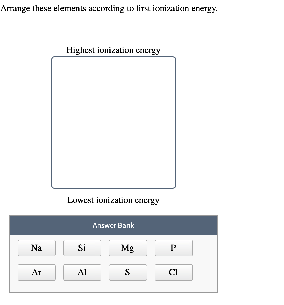 Solved Arrange these elements according to first ionization | Chegg.com