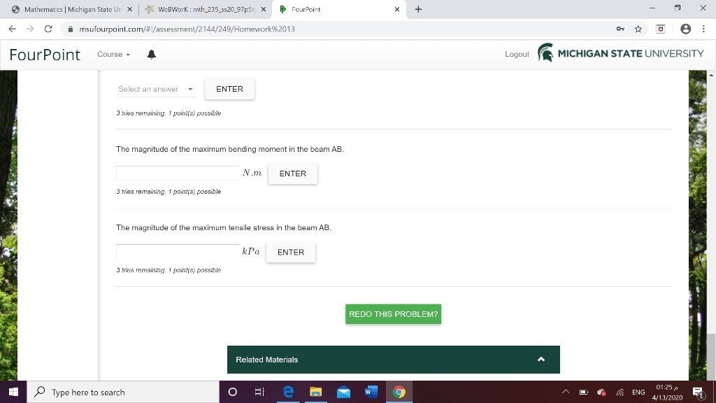 Solved Mathematics Michigan State Un x WebWork: | Chegg.com