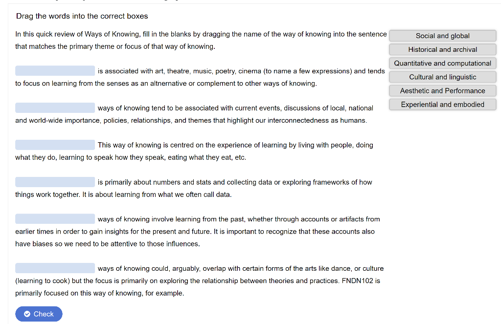 Drag the words into the correct boxes In this quick | Chegg.com
