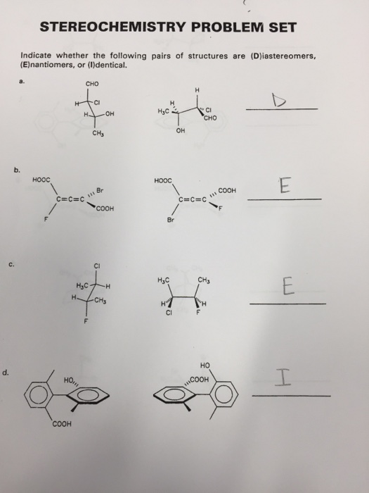 Solved STEREOCHEMISTRY PROBLEM SET Indicate whether the | Chegg.com