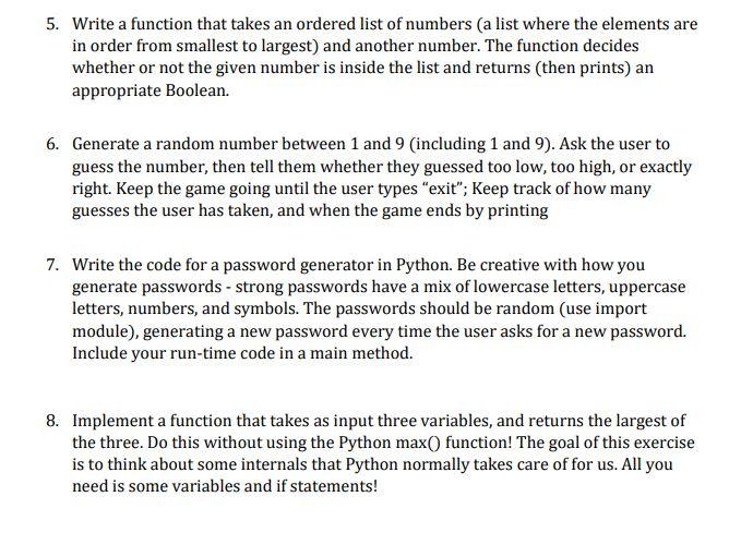 Solved 5 Write A Function That Takes An Ordered List Of 7816