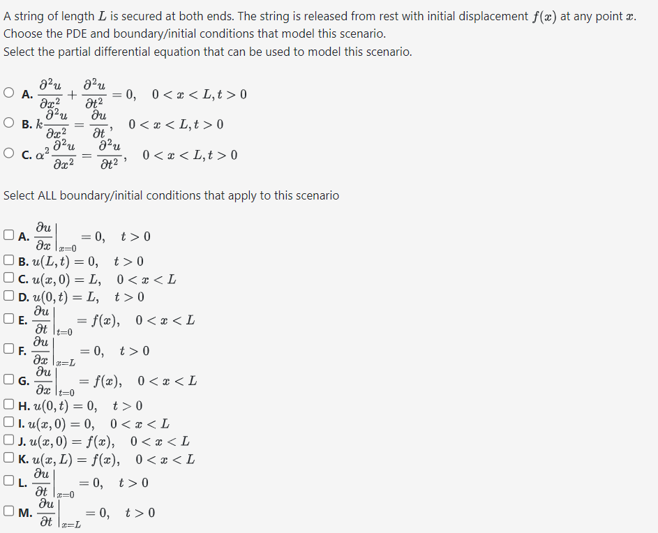 Solved A string of length L ﻿is secured at both ends. The | Chegg.com