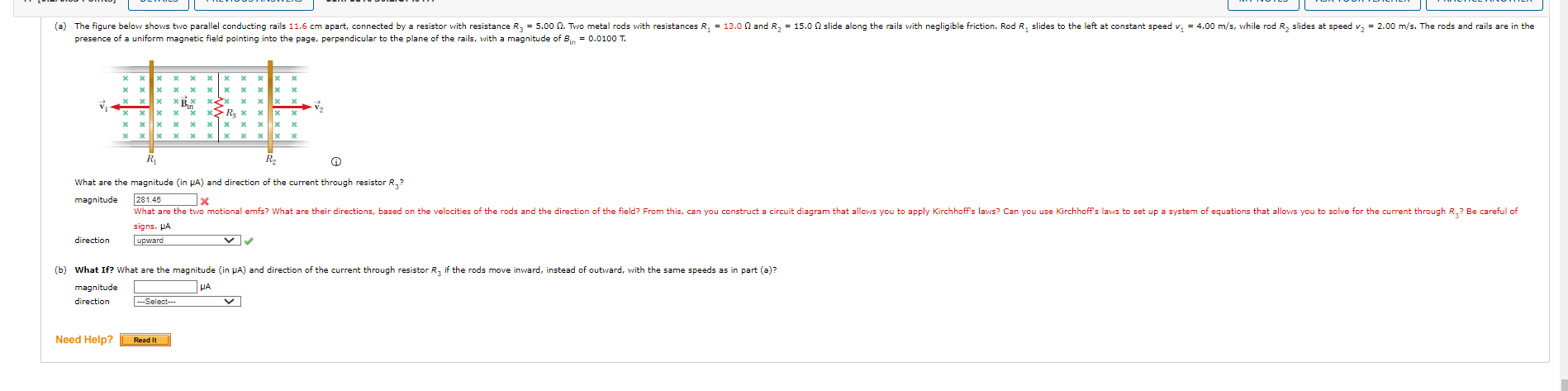 Solved (a) The figure below shows two parallel conducting | Chegg.com