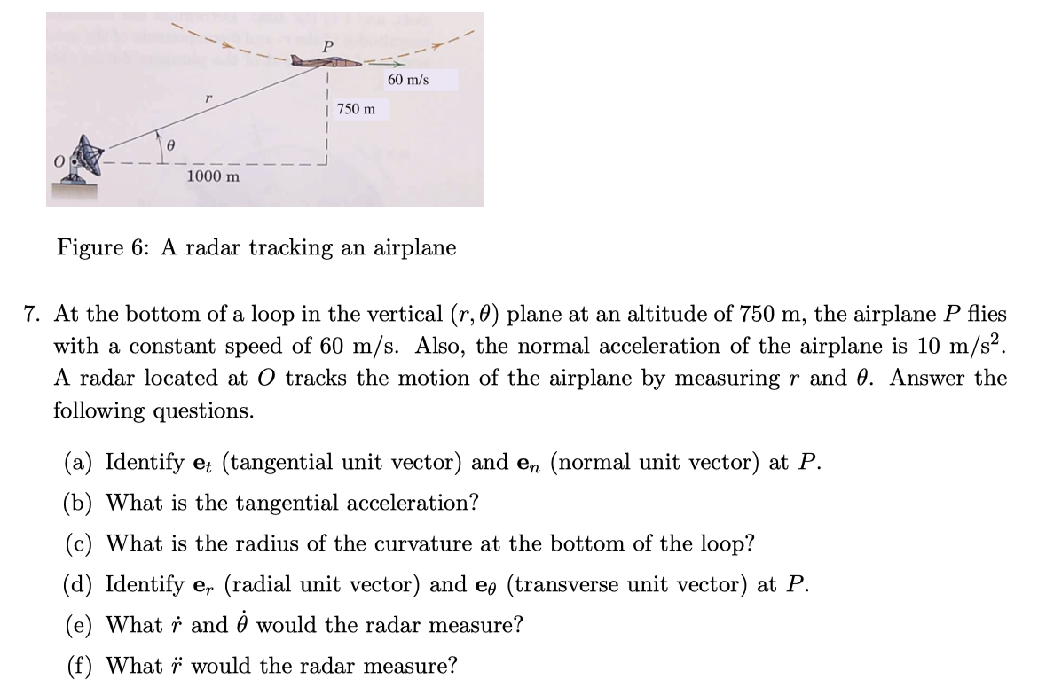 Solved Figure 6: A radar tracking an airplane 7. At the | Chegg.com