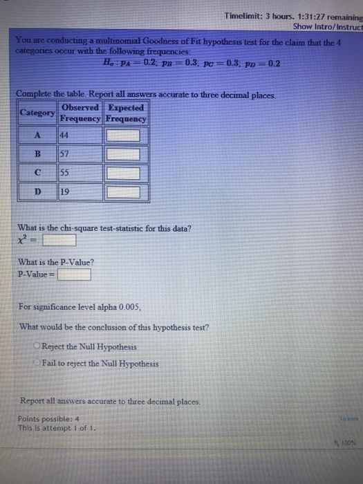 Solved Timelimit: 3 hours. 1:31:27 remaining Show | Chegg.com