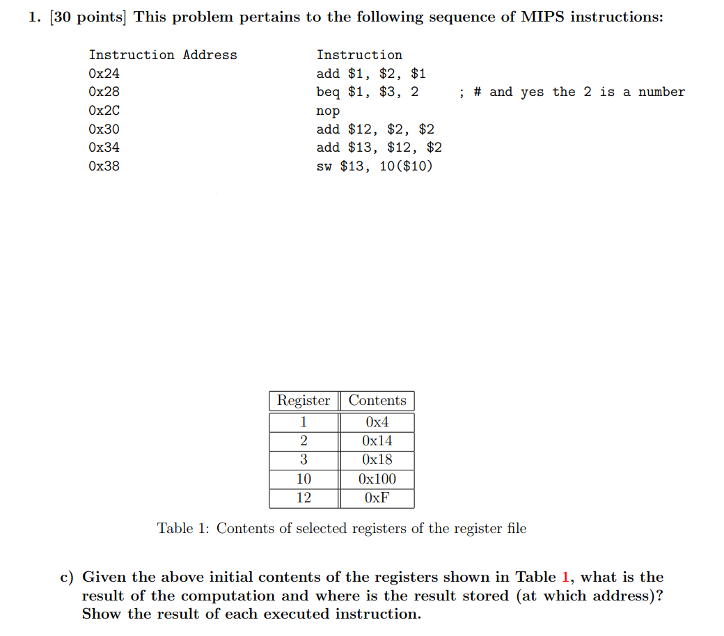 Solved 1. [30 points) This problem pertains to the following | Chegg.com