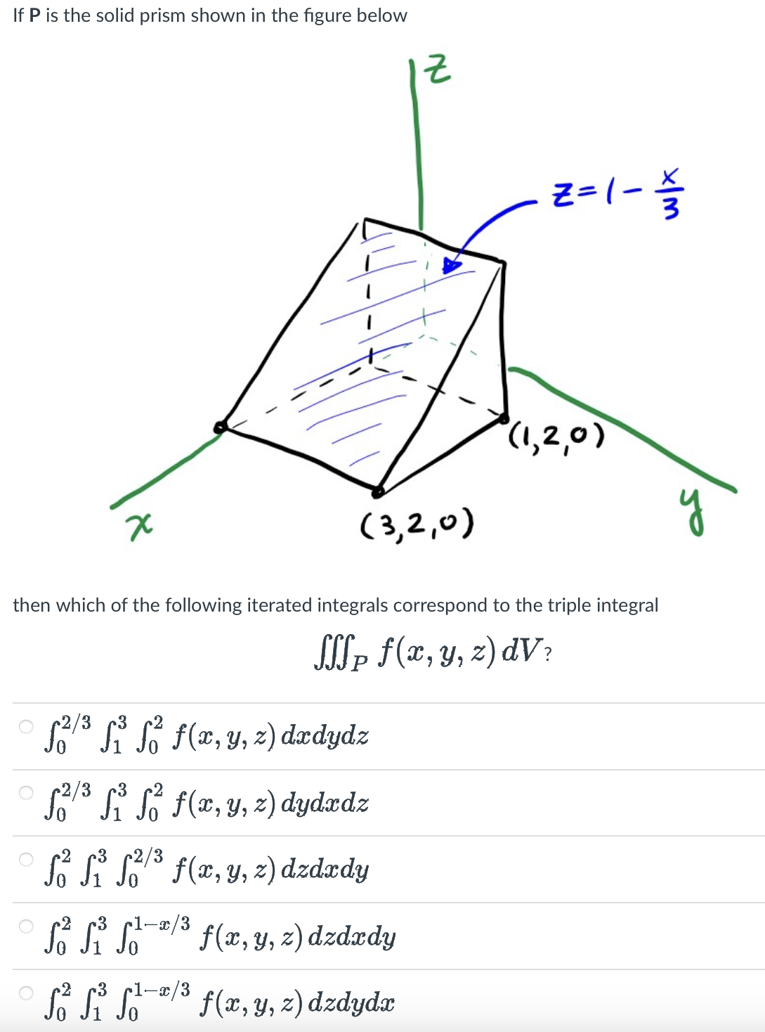 Solved If P is the solid prism shown in the figure below | Chegg.com