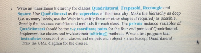 1. Write an inheritance hierarchy for classes | Chegg.com