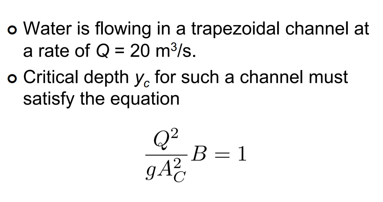 Solved Water is flowing in a trapezoidal channel at a rate | Chegg.com