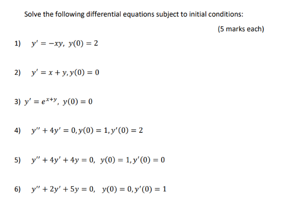 Solved Solve the following differential equations subject to | Chegg.com