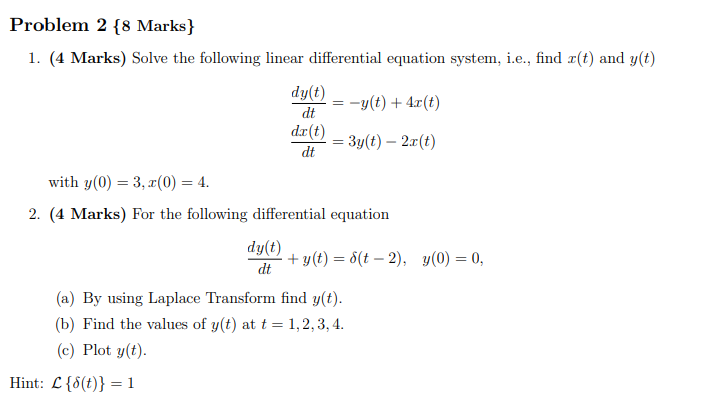 Solved Solve the following linear differential equation | Chegg.com