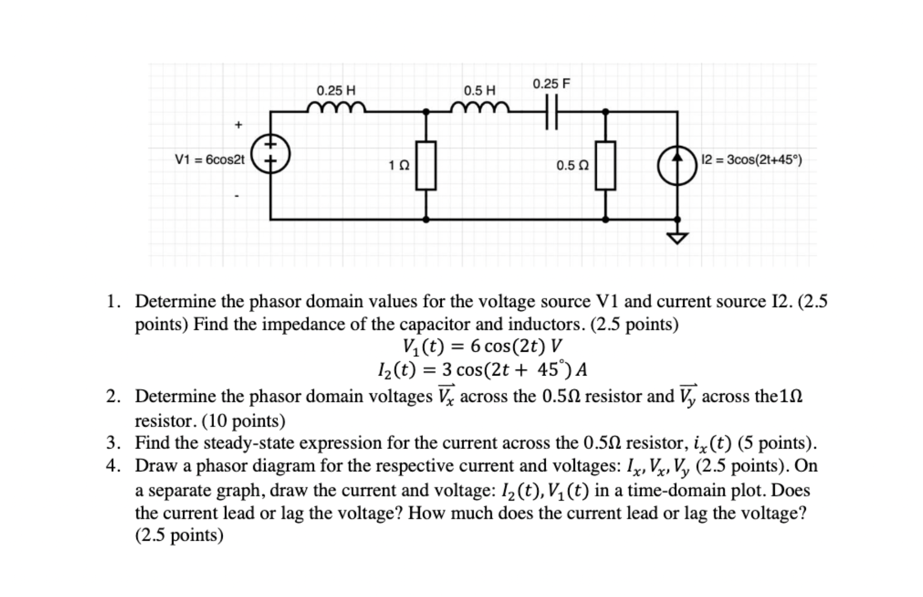 Solved 1. Determine the phasor domain values for the voltage | Chegg.com
