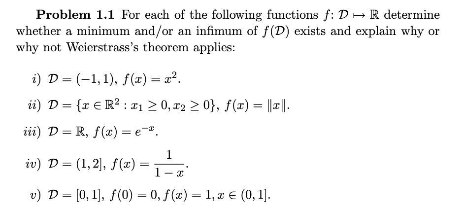 Solved Problem 1.1 For each of the following functions f: D | Chegg.com
