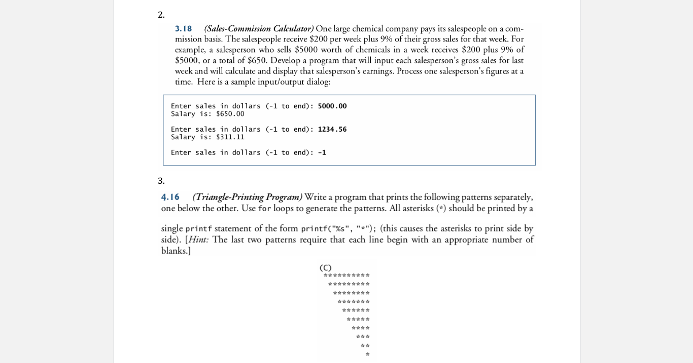 Solved 2. 3.18 (Sales-Commission Calculator) One large | Chegg.com