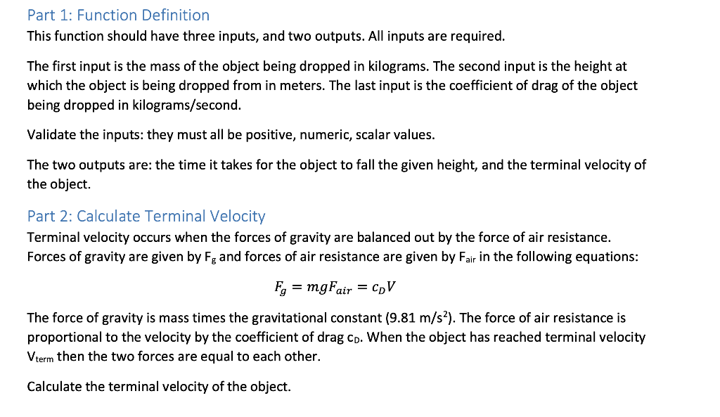 Solved Part 1: Function Definition This function should have | Chegg.com