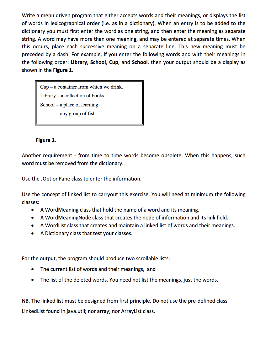 Solved Write a menu driven program that either accepts words | Chegg.com